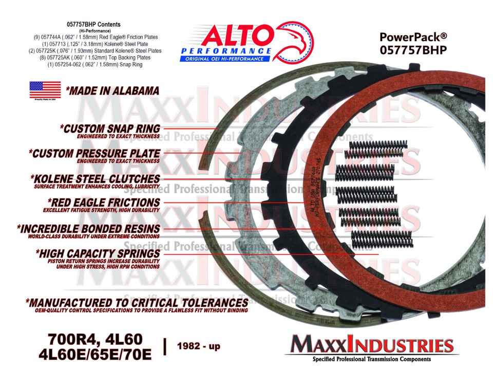 1987-93 4L60 700R4 Transmission Rebuild Kit Alto Red Eagle w/3-4 ...