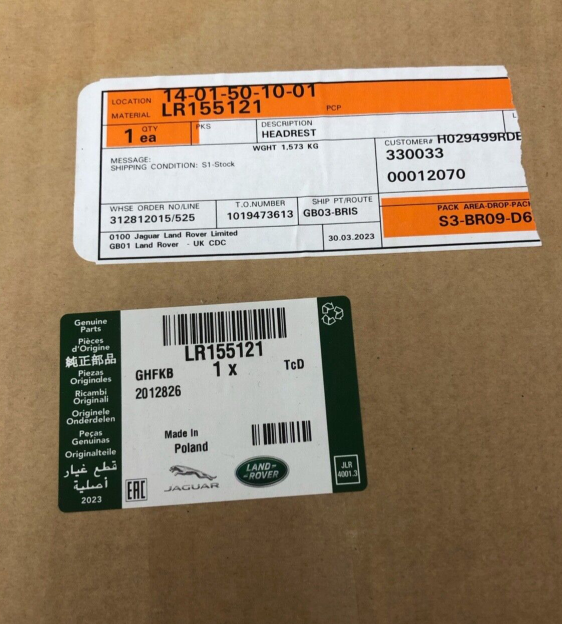 Genuine Land Rover Discovery 5 2017+ RH/LH Rear Seat Head Rest LR155121 ...