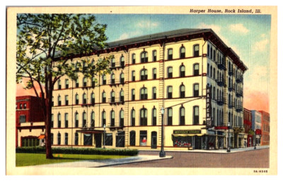 Postcard Linen Rock Island Illinois Harper House Hotel UNP | eBay