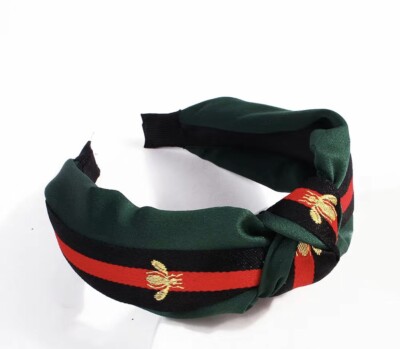 🐝 Bee Accented Fabric Knot Green Color Block Headband | eBay