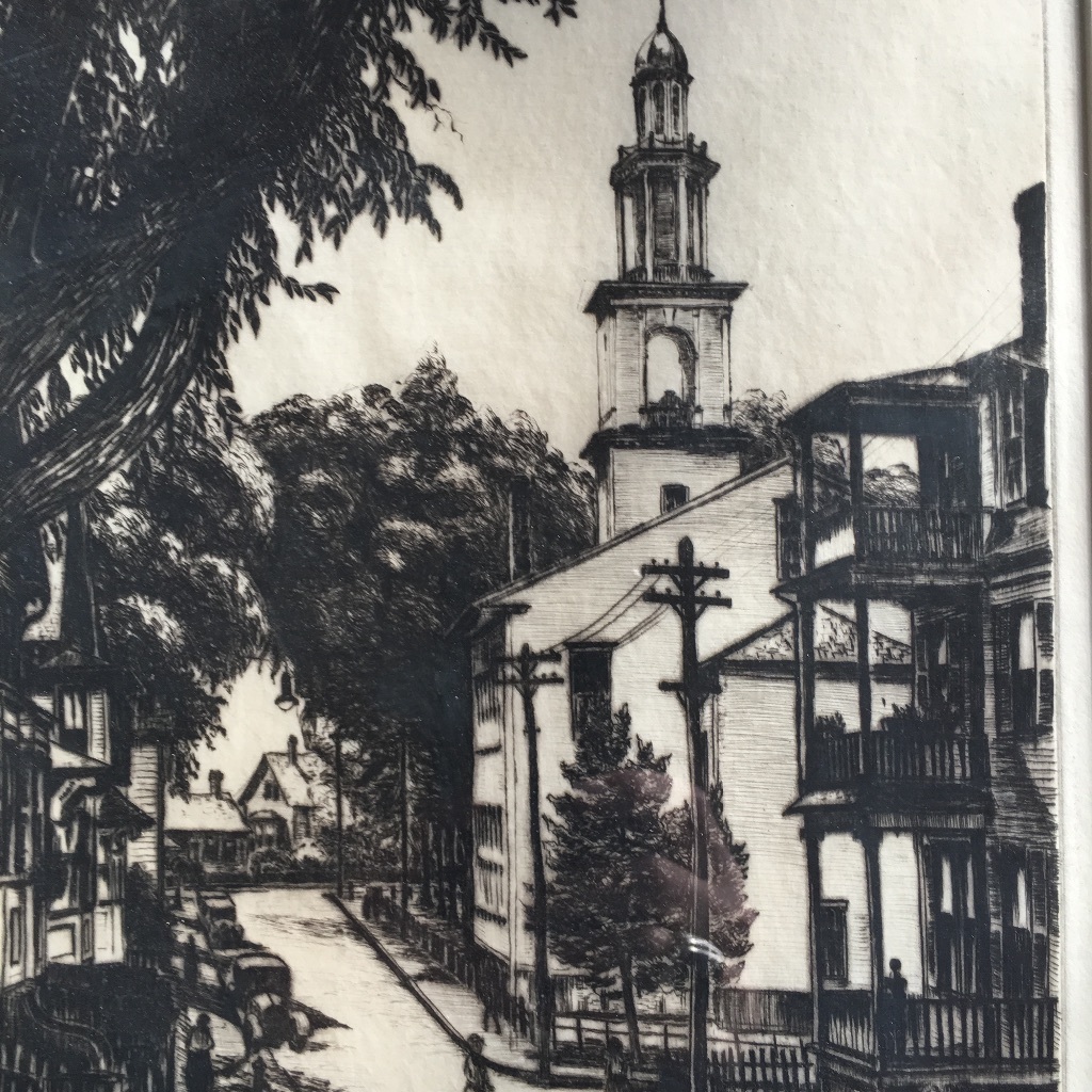 Vintagé Etching Max Kuehne First Universalist Church COA Listed Artist ...