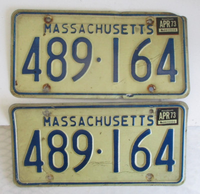 1967-73 Massachusetts License Plate Tag 489164 pair | eBay
