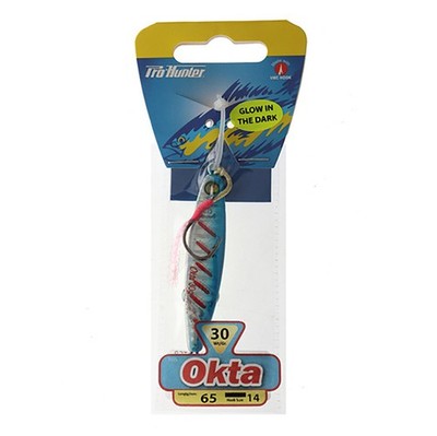 Pro Hunter Okta Micro Jig with Assist Hook 30g Silver Blue | eBay Australia