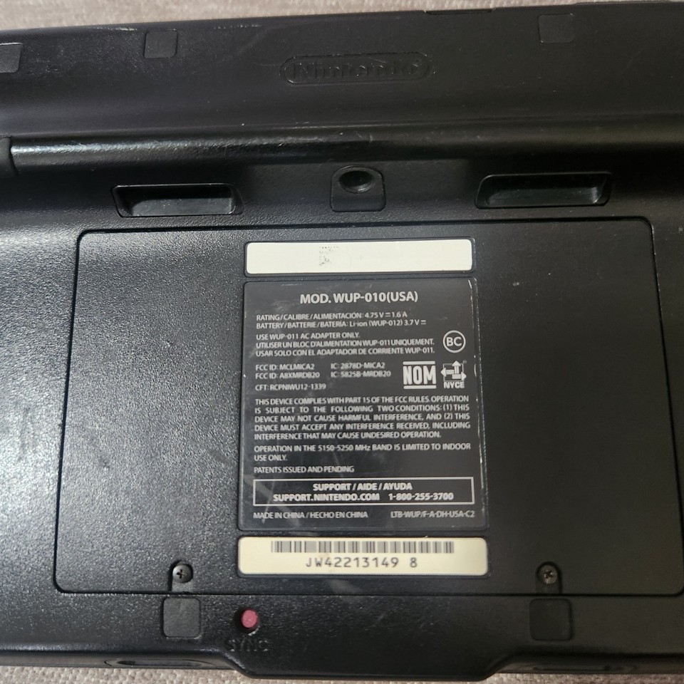 Nintendo WII U Gamepad Controller Only- Black WUP-010 Cracked Screen ...