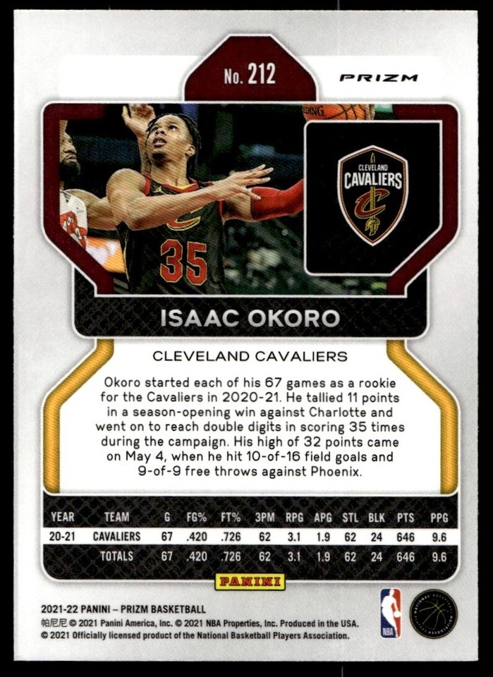 2021-22 Panini Prizm Cracked Ice Isaac Okoro A79 #212 | eBay