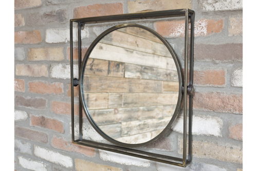 47cm Large Industrial Style Metal Wall Mirror - Bronzed | eBay