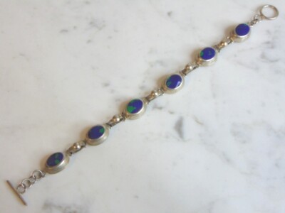 Womens Vintage Estate Sterling Silver Azurmalachite Bracelet 17.4g ...