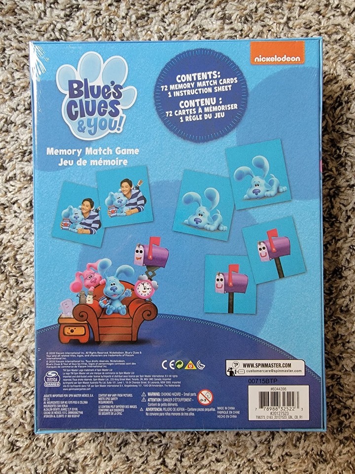 Blue's Clues & You! Memory Match Game 72 Cards SpinMaster Nickelodeon ...