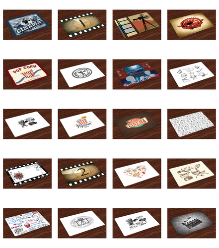 Movie Theater Placemats Set of 4 Washable Fabric Place Mats for Table ...