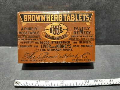 Brown Herb Tablets, Advertising Tin, Cure-all, June 30, 1906 Blood ...