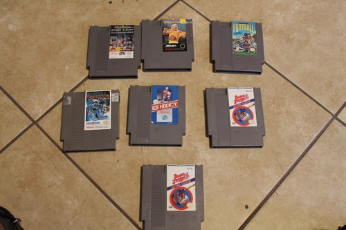 Nintendo Entertainment System Games Lot 7 Hockey Wrestle Football ...