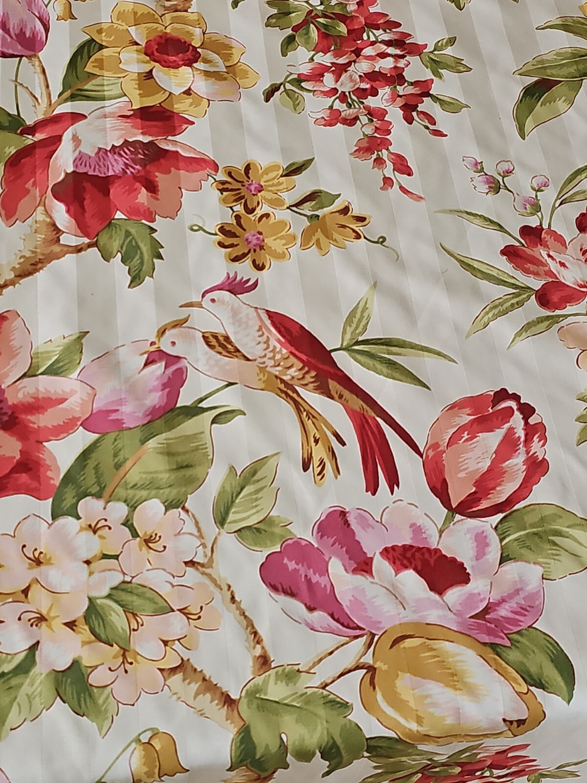 RARE RICHLOOM Platinum Collection BIRDS STRIPE FLORAL DRAPERY UPHOLSTERY BTY | eBay