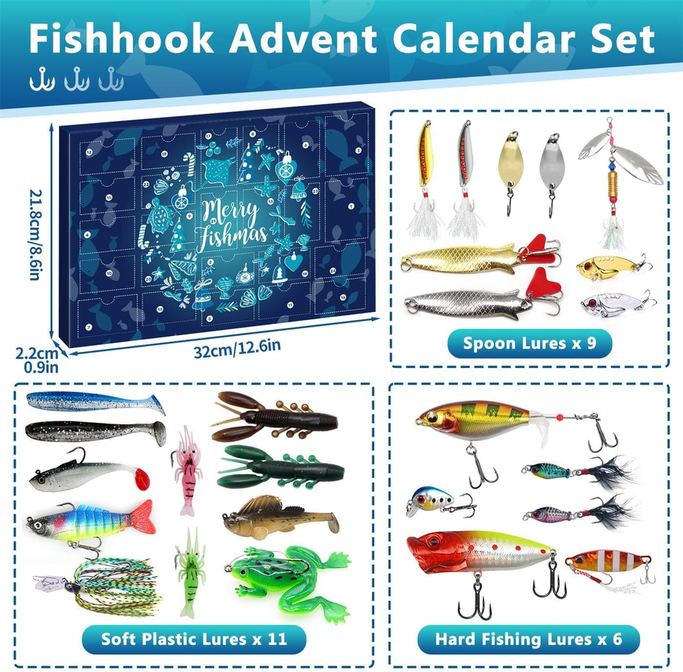 Fishing Advent Calendar for Adult Men Teen Boys, 2025 Fishing Lure ...