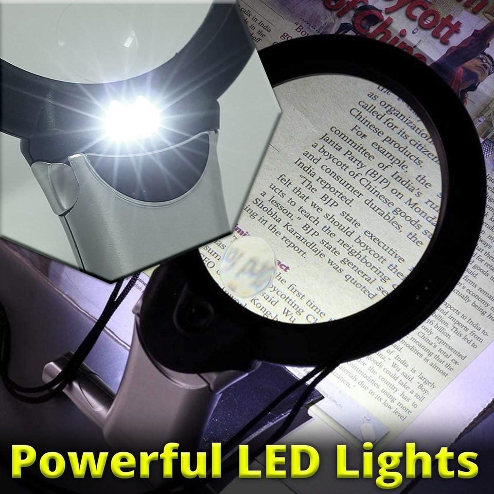 Magnifying Glass with Light Hands Free 2X Lens & 6X Spot Magnifier for ...