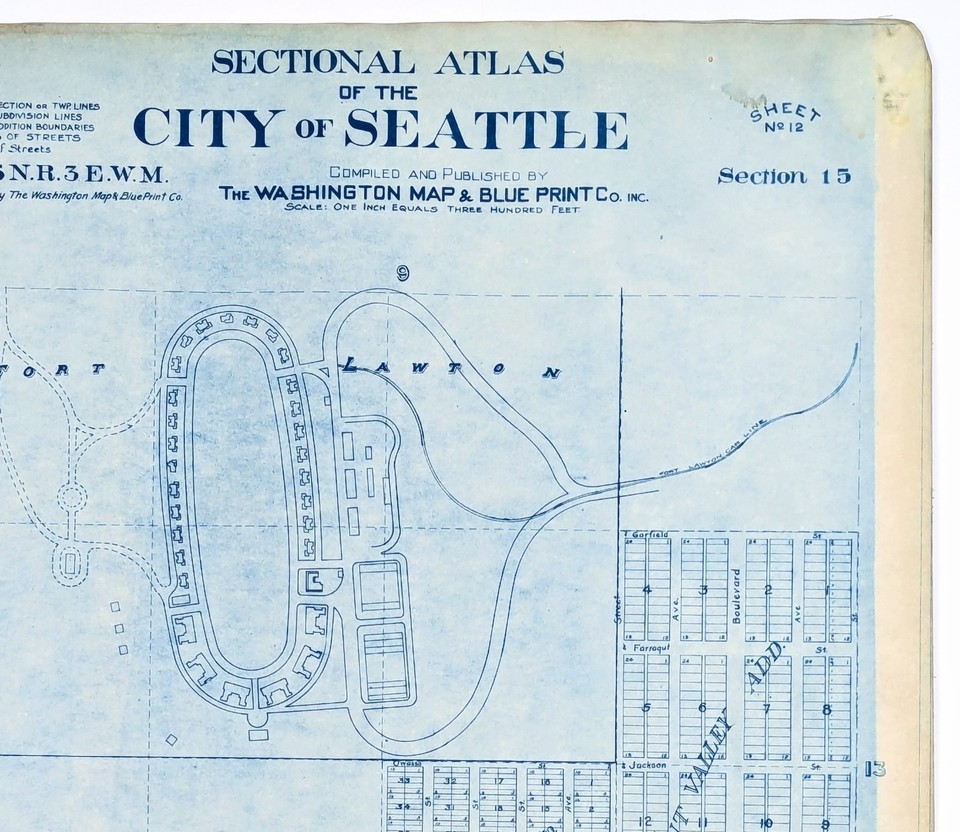 1900 SEATTLE Map MAGNOLIA - FORT LAWTON - LAWTON PARK (24x22) ORIGINAL ...