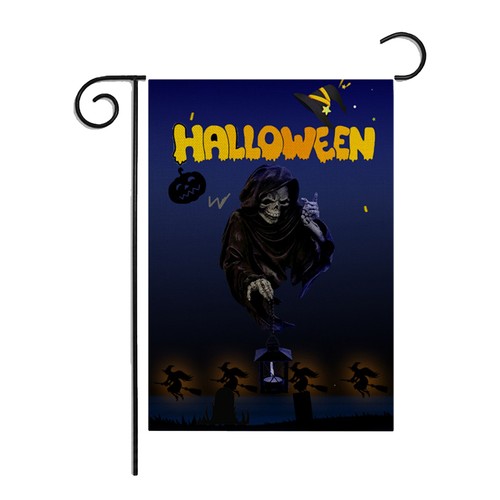 Spooky Halloween Double-Sided Flax Garden Flag - Horror Pattern Decor ...
