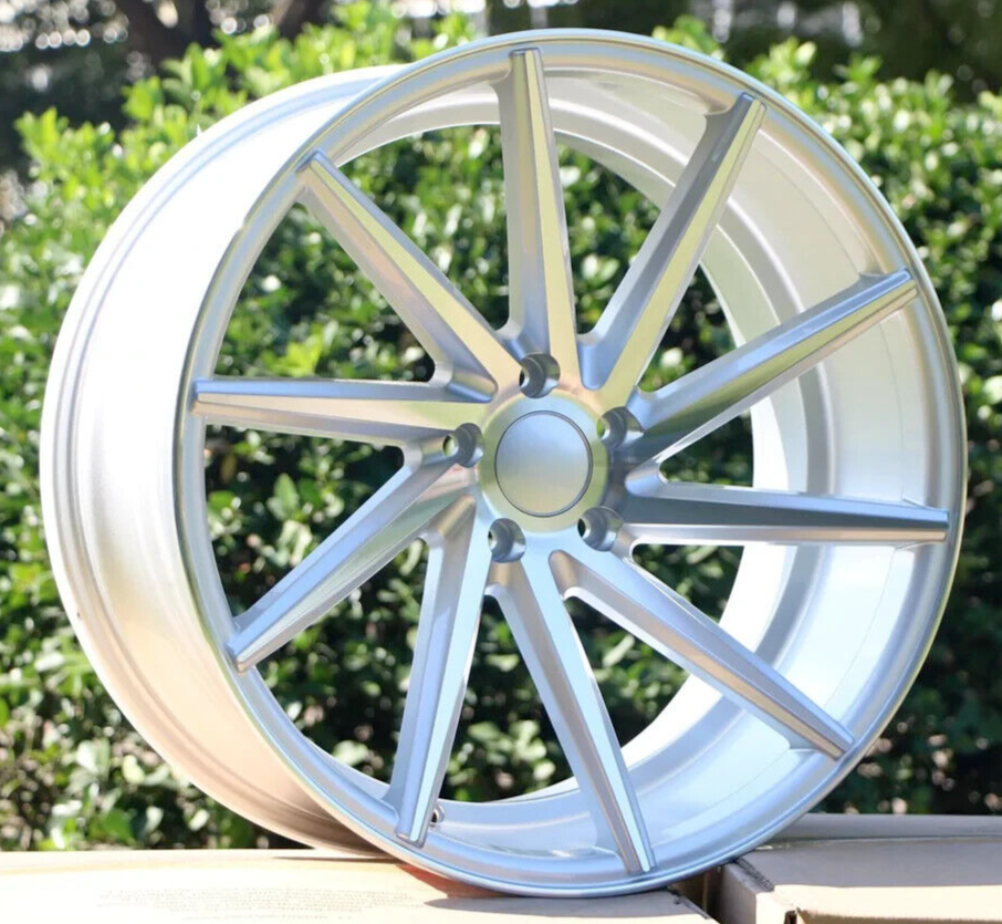 20" Tuner Wheels 20x8.5 5x120 +35 W013 Swirl Style Silver Machined Rims ...