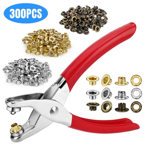 300pc 1/4 inch Grommet Eyelet Hole Punch Plier Tool Kit for Leather ...