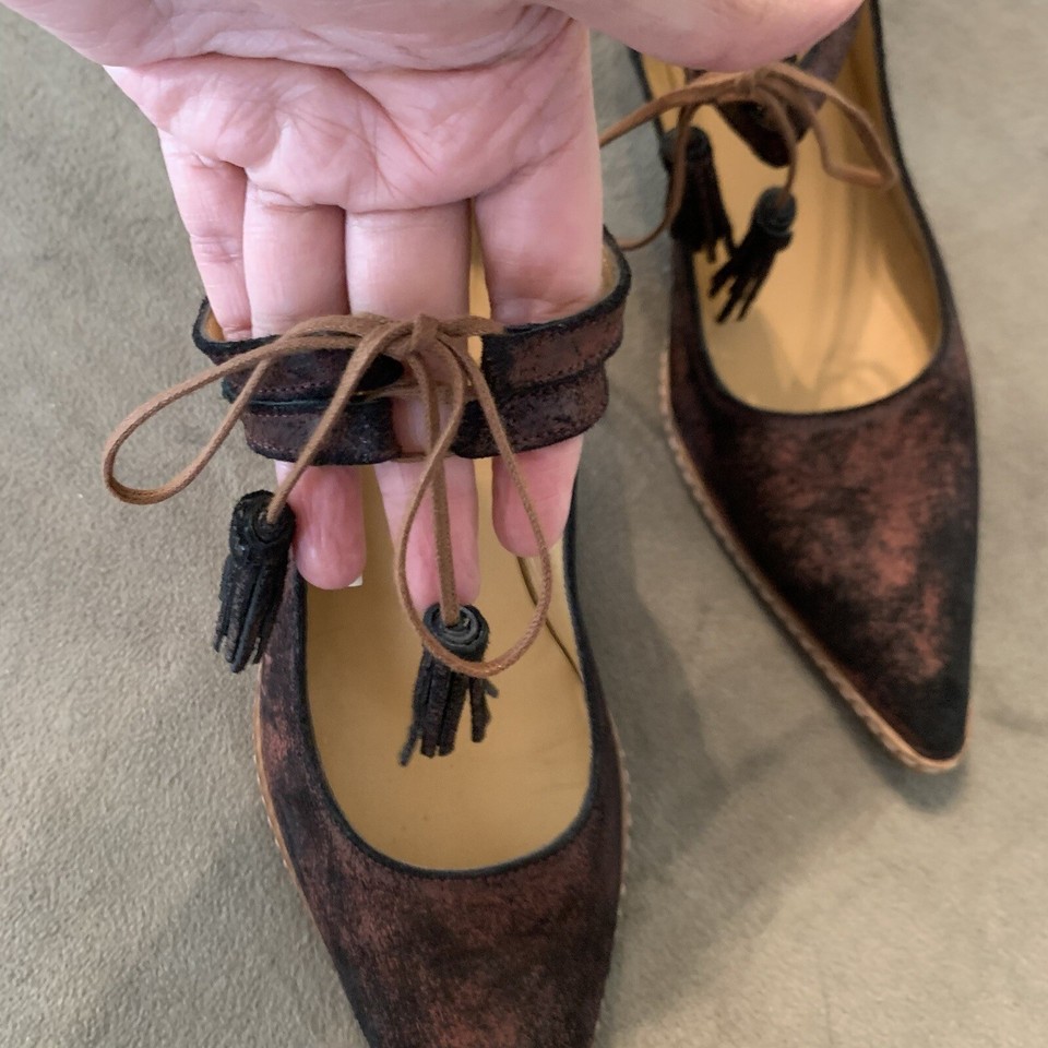 Sundance Natalia Laced Heels 38 Leather Upper Tassels Pointy Toe ...