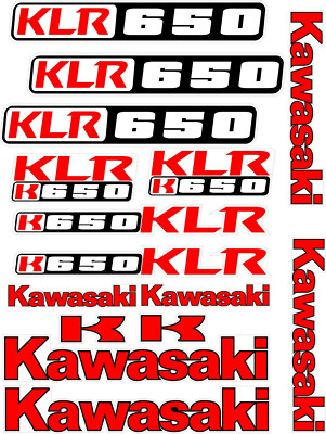 Kawasaki KLR Custom Racing Decal Sticker Laminated KIT Red | Decal ...