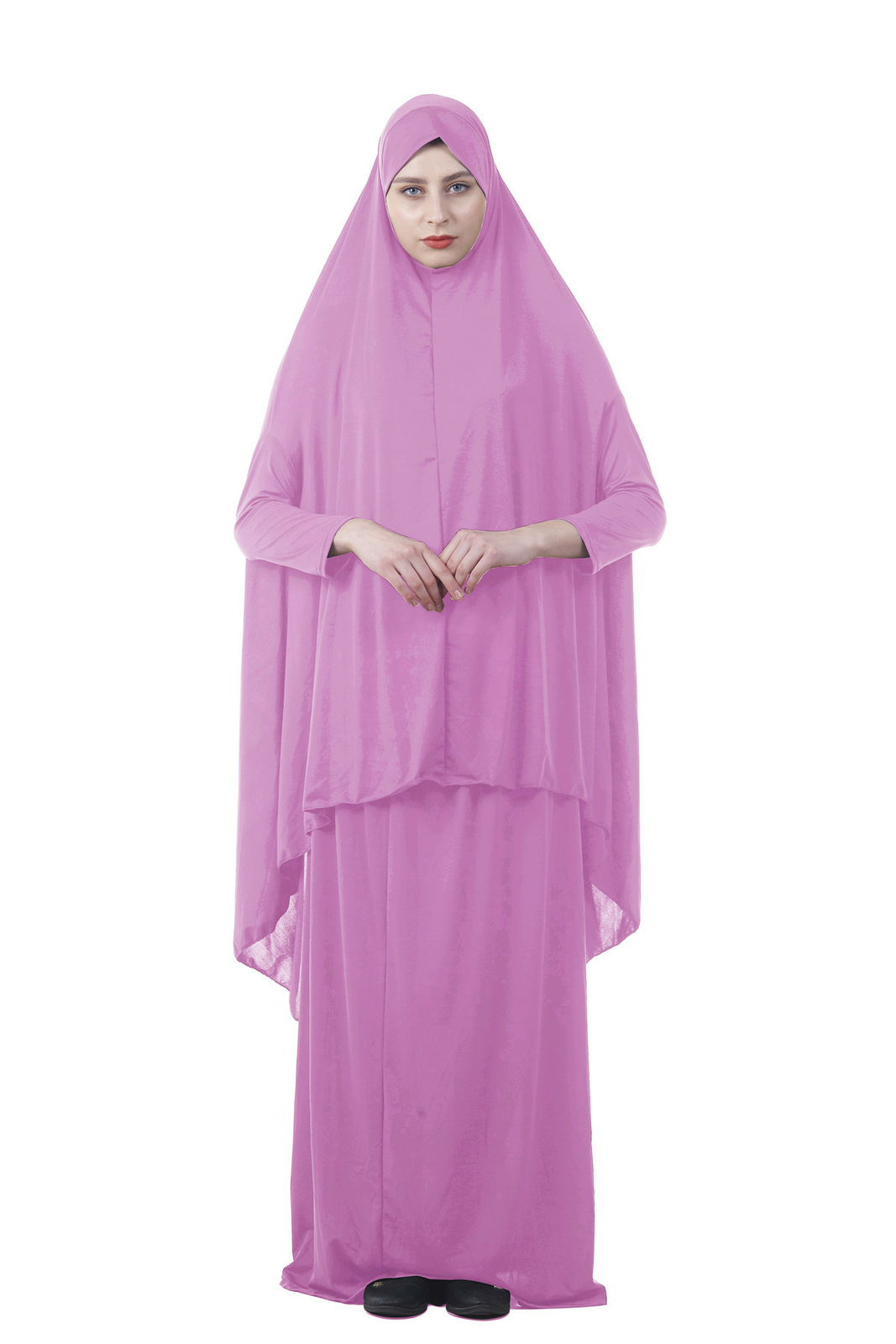 Women Islamic 2 Piece Prayer Dress Ahram Maxi Hijab Khimar Caftan ...