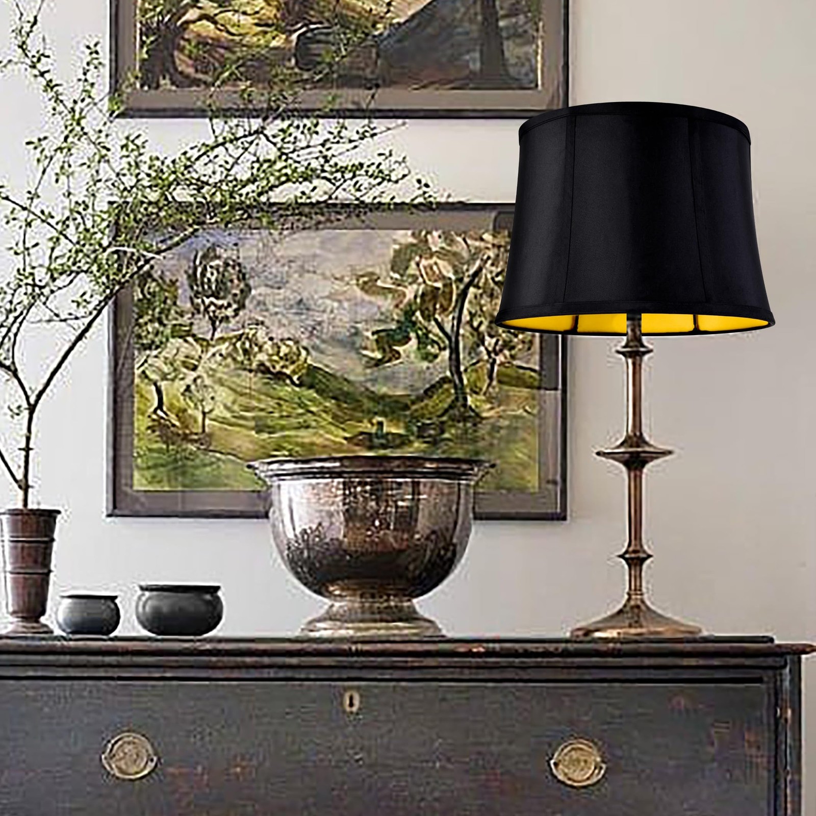 GOSO Medium Black Drum Lamp Shade for Table Lamps Floor Lamp-12x14x10 ...