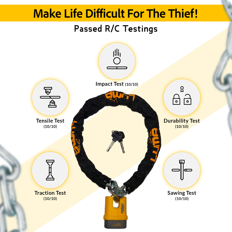 LUMA 48 Chain U-Lock for Bikes - 47" Heavy Duty Long Bike Lock Chain | eBay