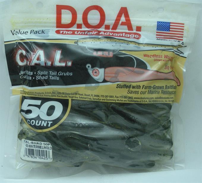 DOA 10-425 Cal Shad Lure 3" Color 425 Watermelon Holographic 50CT | eBay