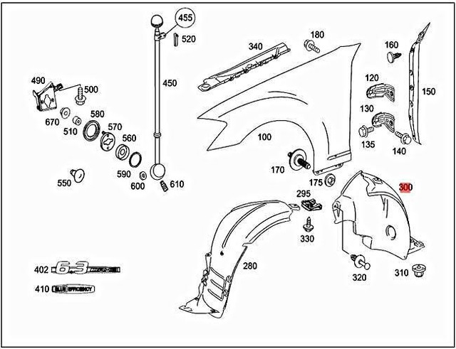 MERCEDES Mercedes-Benz OEM S550-front Fender Liner Splash Shield Left ...