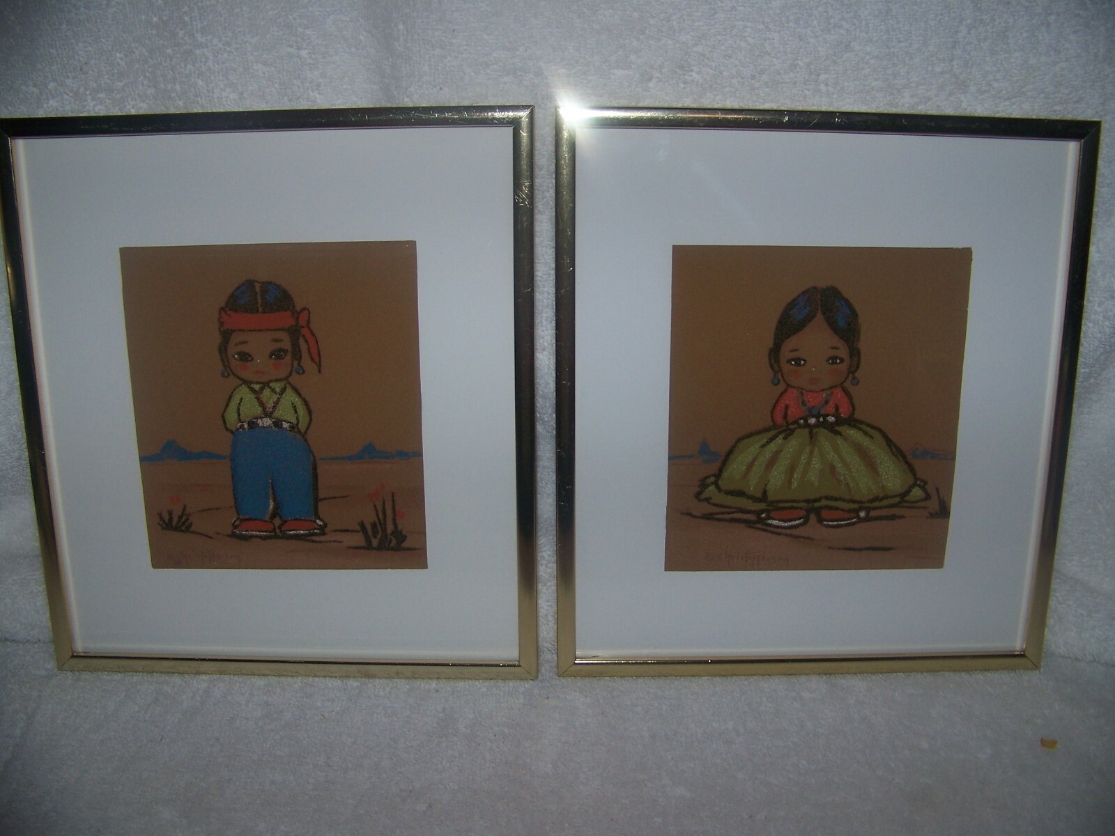 Gerda Christoffersen(1912-2012)Artist, NM, Pastel on Paper Boy and Girl ...