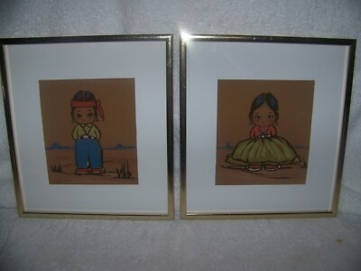 Gerda Christoffersen(1912-2012)Artist, NM, Pastel on Paper Boy and Girl ...