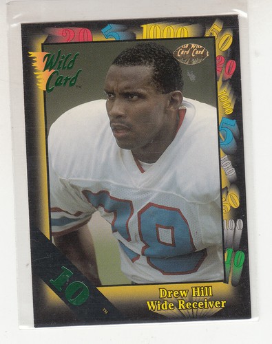 DREW HILL 1991 Wild Card NFL #17 Parallel 10 Stripe Houston Oilers Mint ...
