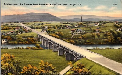 Postcard Front Royal Virginia Shenandoah River Bridge Route 522 Pmrk ...
