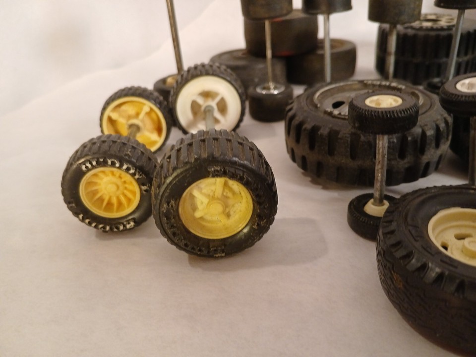 Over 70 Pcs. Lot of Vintage Toy Car/Truck Wheels, Tires, Axle Parts | eBay