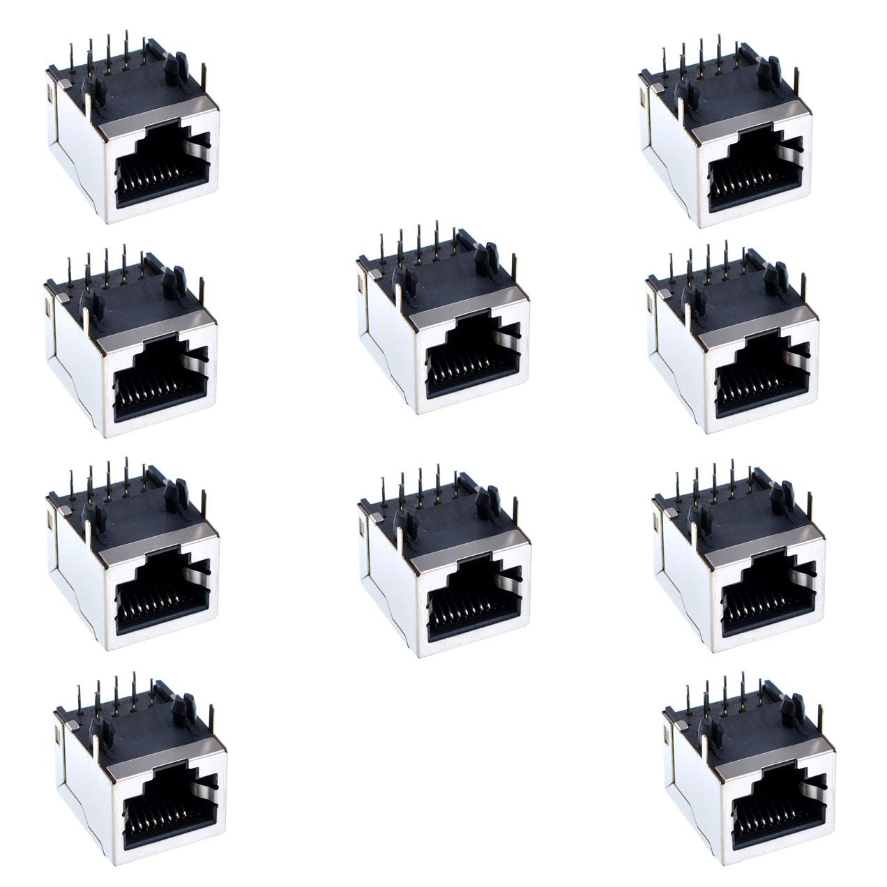 10‑Pack RJ45 8P8C Shielded Modular Jack 90‑Degree Angle Network ...