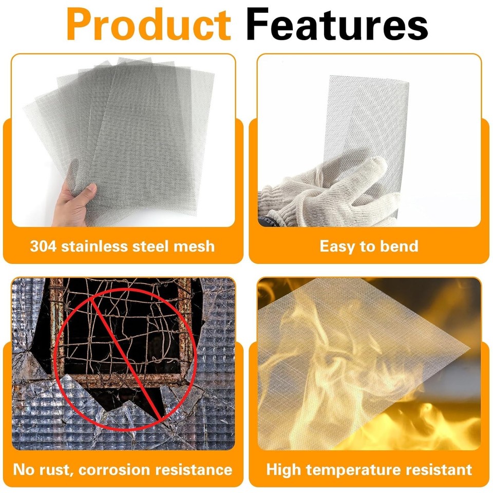 6 Pack 12×8 Inch Wire Mesh Screen, 20 Stainless Steel Mesh, Sturdy No ...