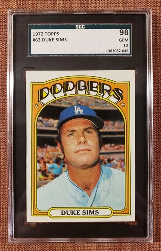 1972 Topps #63 Duke Sims Los Angeles Dodgers Baseball Card SGC 10 Gem ...