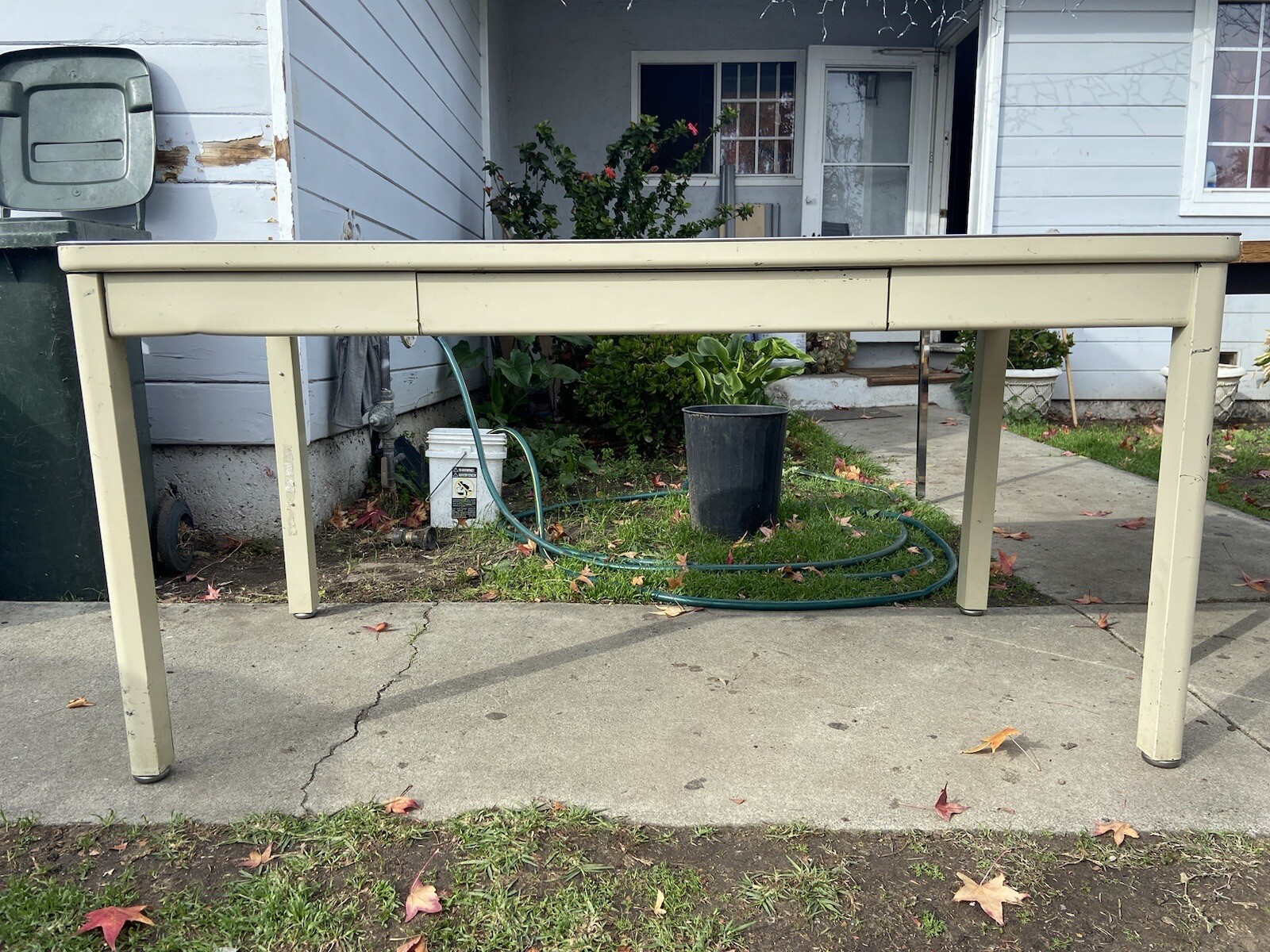 METAL INDUSTRIAL Steelcase Desk Retro Work Bench Metal Lab Table | eBay