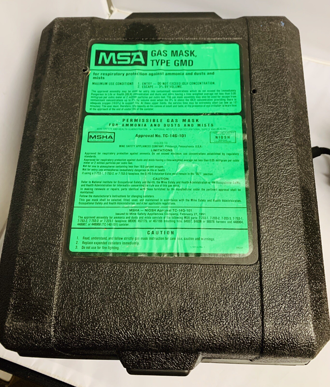 MSA Gas Mask Canister Type Full Face & Canister & Case | eBay