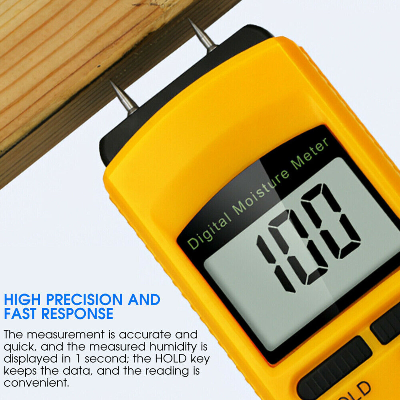 Moisture Meter Digital LCD Portable Damp Detector Reader Wall Tester ...
