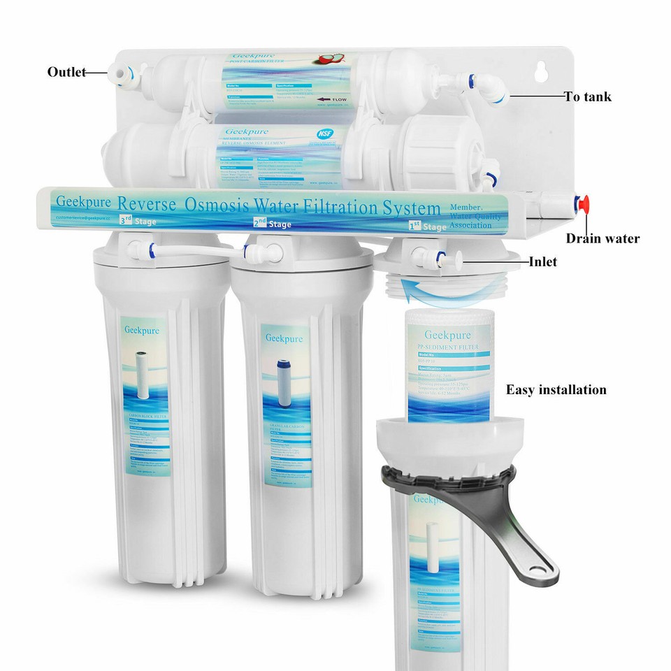 Geekpure 5 Stage Reverse Osmosis Water Filter System wtih 7 Free ...