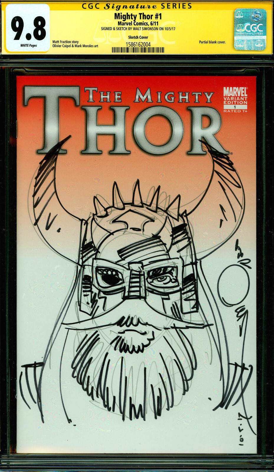 CGC SS 9.8 The Mighty Thor #1 Sketch of ODIN by Walt Simonson | eBay