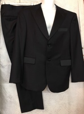 David August Tuxedo Suit Black Wool Satin Collar 2 button 42 short | eBay