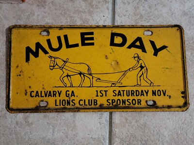 Vintage Steel Mule Day Calvary Georgia Lions Club Booster License Plate ...