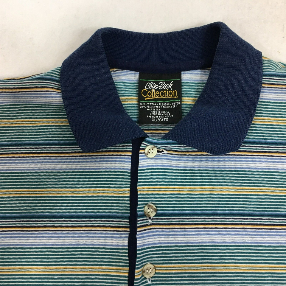 Chip Beck Shirt Mens XL Collection Polo Short Sleeve Green Striped ...