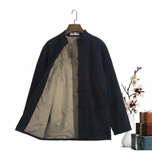 Men Jackets Kung Fu Traditional Tops Slim Winter Warm Chinese Style ...