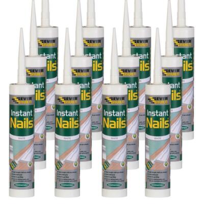 12X Everbuild Instant Nails White No Nail Gap Filling Solvent Free Grab ...