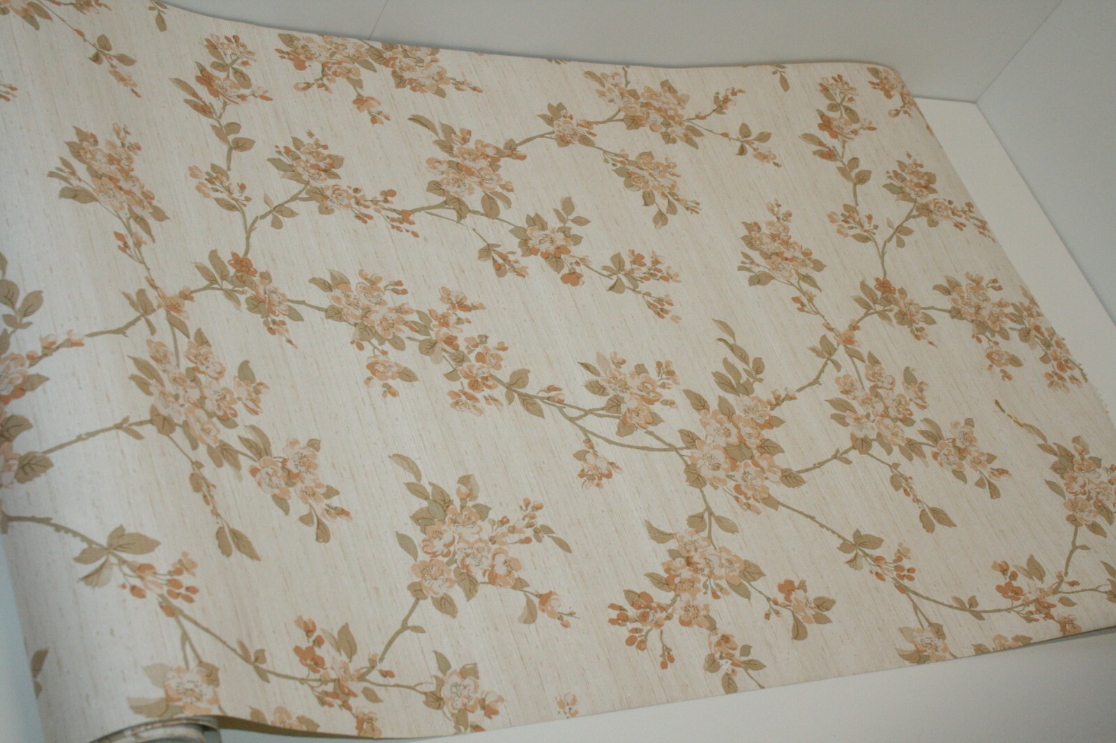 Vintage Beige Brown Floral Sherwin Williams Wallpaper 2 Full Rolls 72 ...