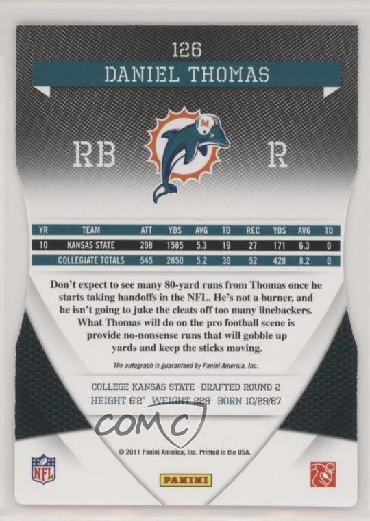 2011 Donruss Elite Status Die-Cut Signatures /24 Daniel Thomas Rookie ...