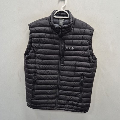 Rab Mens Microlight Down Black Puffer Vest Gilet Bodywarmer Pertex Size ...